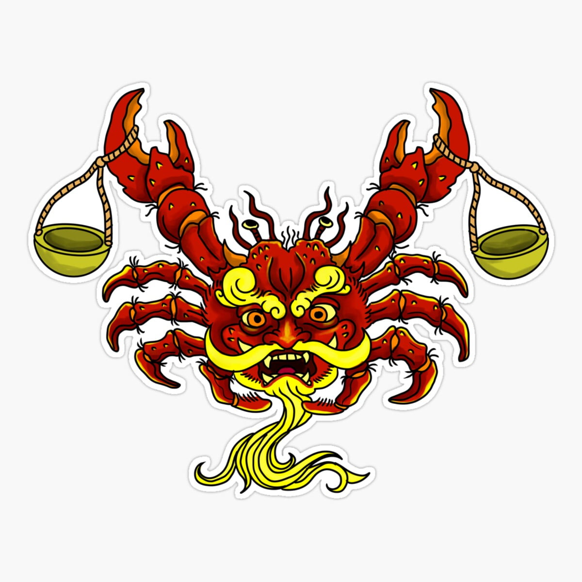 Maneki Red Libra Crab Sticker, Phone Decal Water Bottle Stickers Car ...
