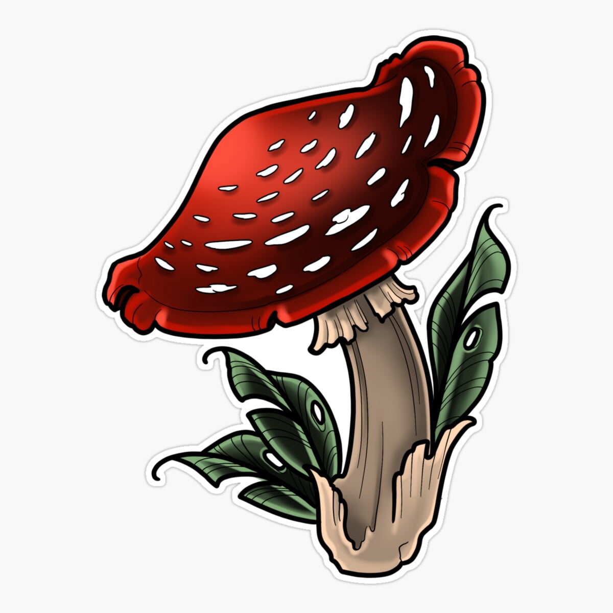 Maneki Red Mushroom Sticker, Phone Decal Water Bottle Stickers Car ...
