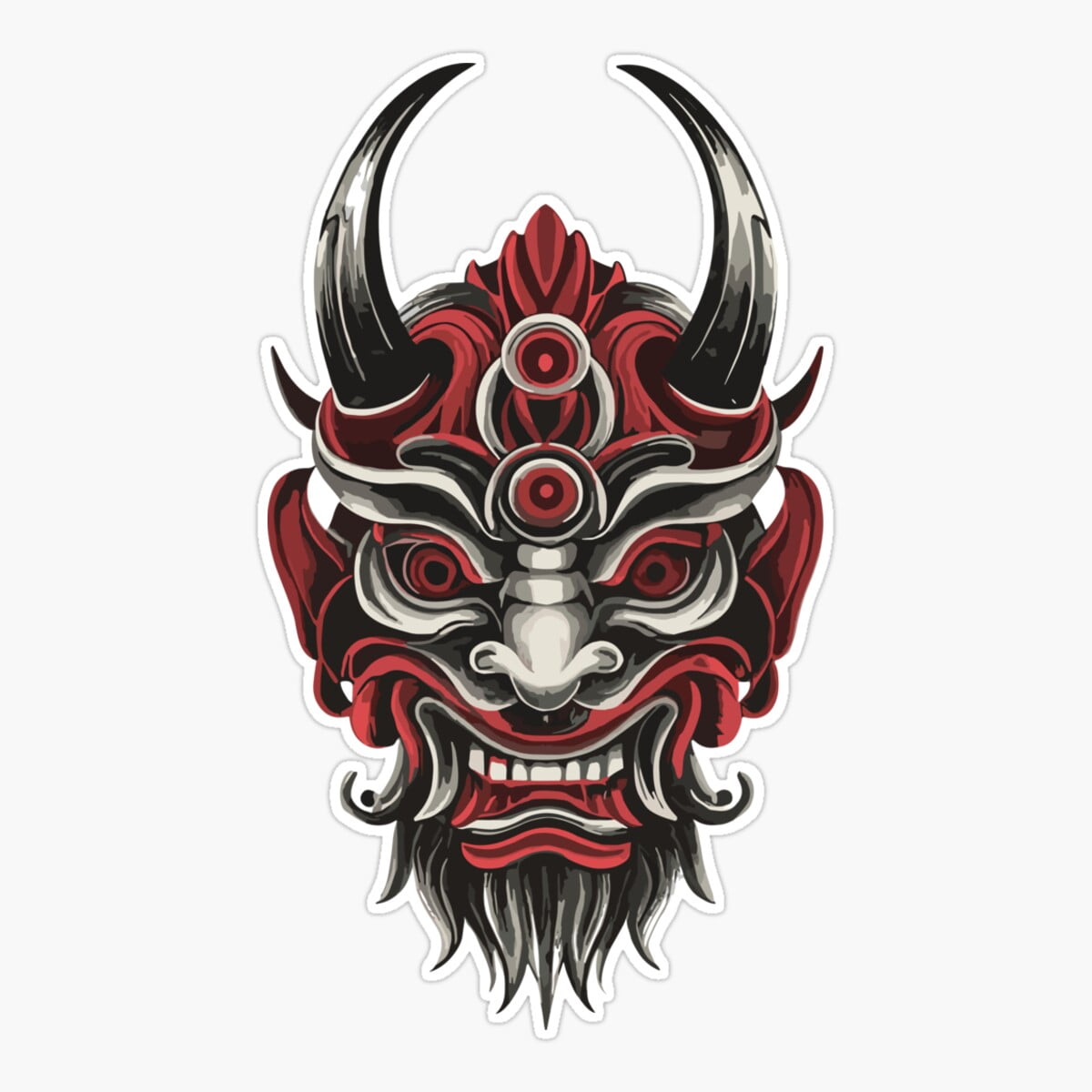 Maneki Red Oni Mask Sticker, Phone Decal Water Bottle Stickers Car ...
