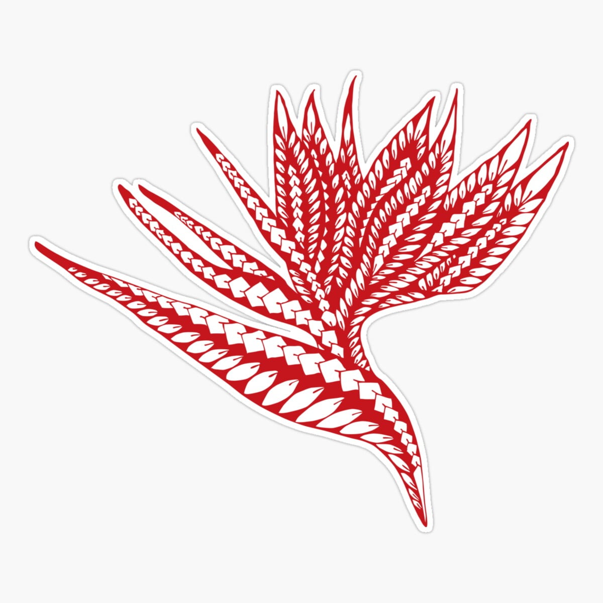 Maneki Red Polynesian Geometric Floral Chic Bird Of Paradise Tribal ...