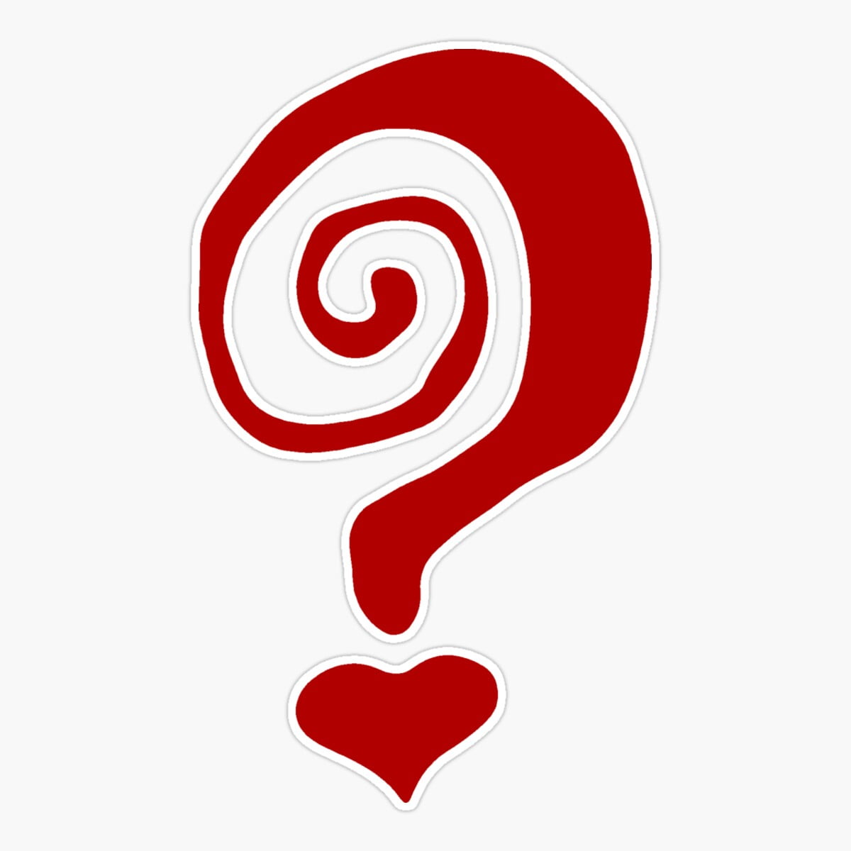 Maneki Red Question Mark Spiral Curve Heart Er, Phone Decal Water ...