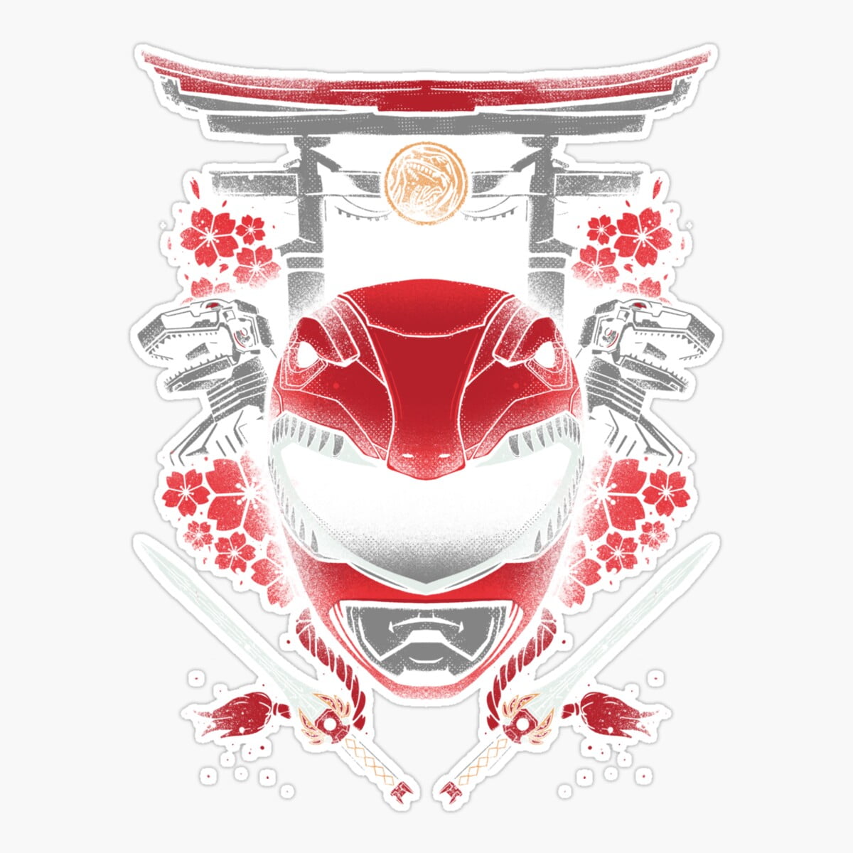 Maneki Red Ranger Power Sticker, Phone Decal Water Bottle Stickers Car ...