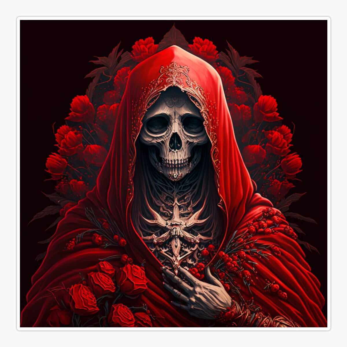 Maneki Red Roses Santa Muerte Er, Phone Decal Water Bottle Stickers Car ...