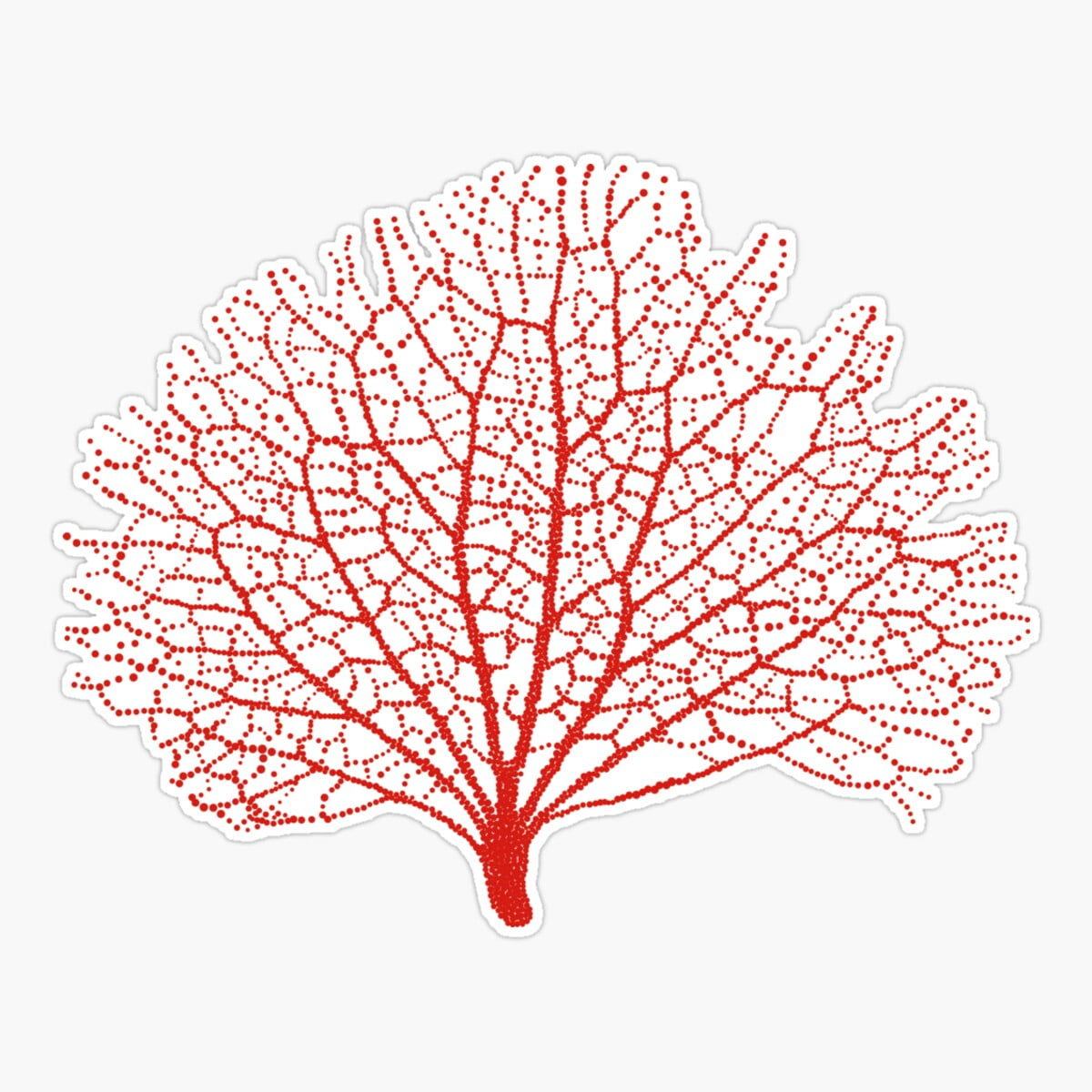 Maneki Red Sea Fan Coral Silhouette Sticker, Phone Decal Water Bottle ...