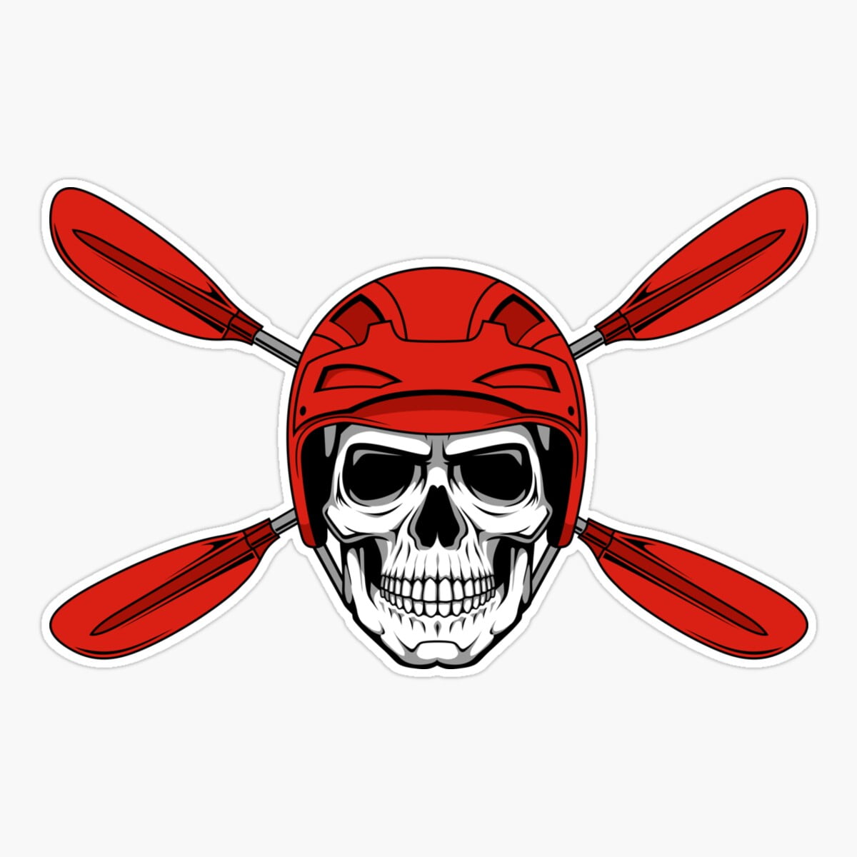 Maneki Red Skull And Paddle Bones | Whitewater Kayaking Emblem ...