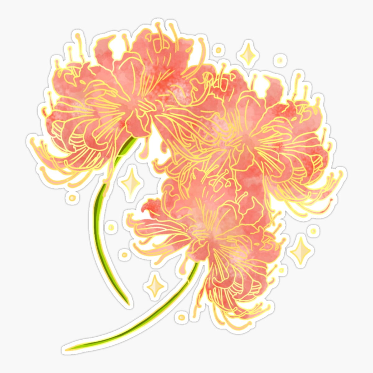 Maneki Red Spider Lily Sticker Sticker, Phone Decal Water Bottle ...