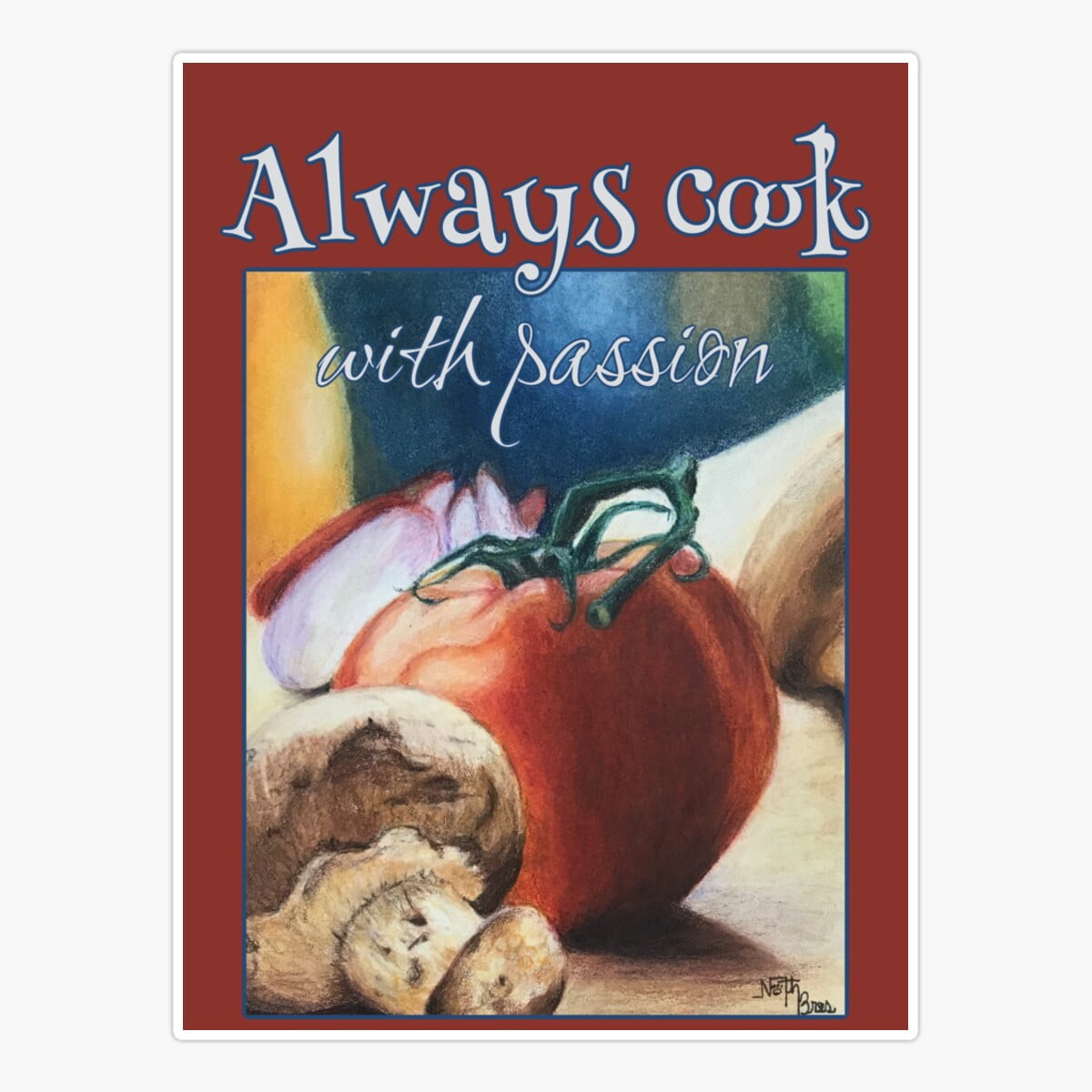 Maneki Red Tomato, Cooking With Pion | Cook Quote Sticker, Phone Decal ...