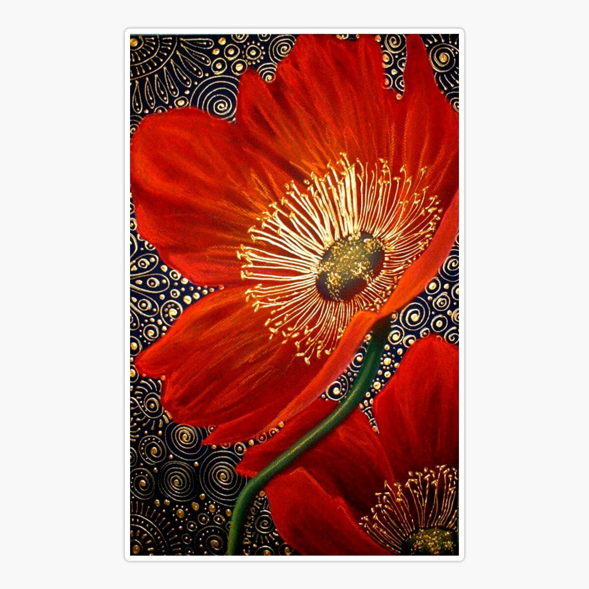 Maneki Red Velvet Poppies Sticker, Phone Decal Water Bottle Stickers ...