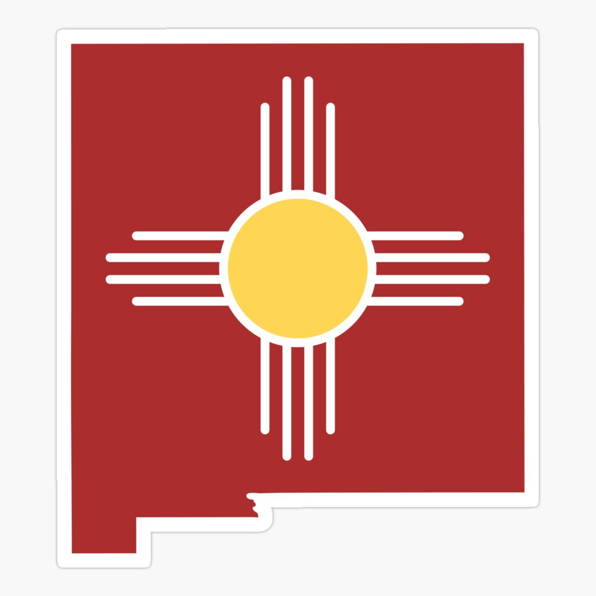 Maneki Red & Yellow New Mexico Zia Sticker Sticker, Phone Decal Water ...