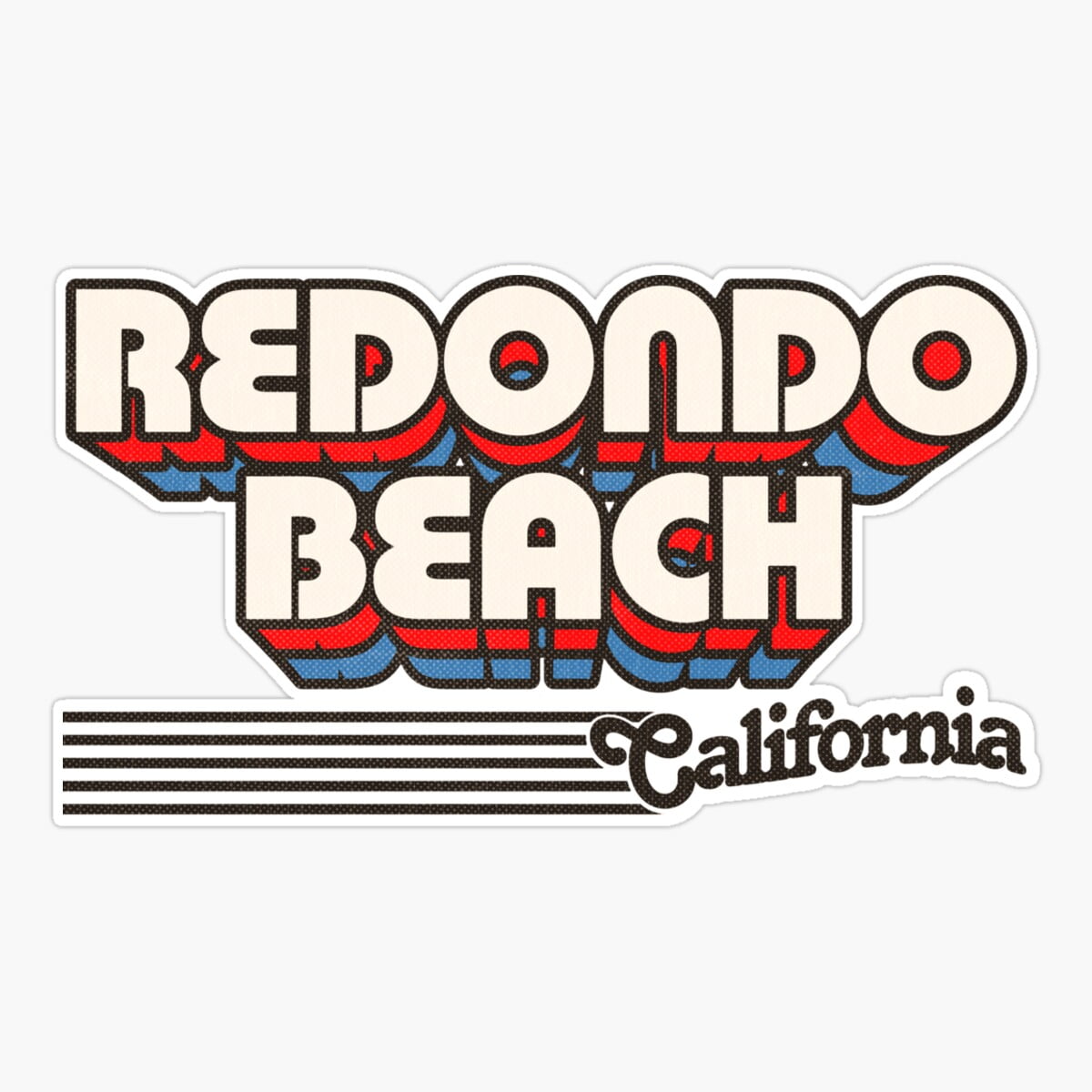 Maneki Redondo Beach, California | Retro Stripes Sticker, Phone Decal ...