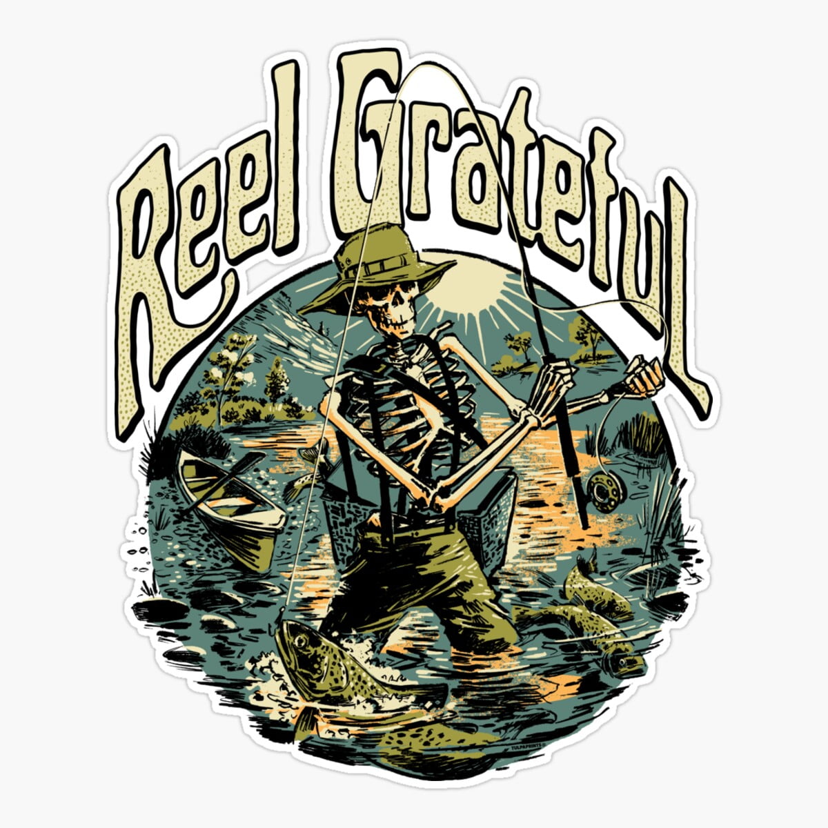 Maneki Reel Grateul Ly Isherman Er, Phone Decal Water Bottle Stickers ...