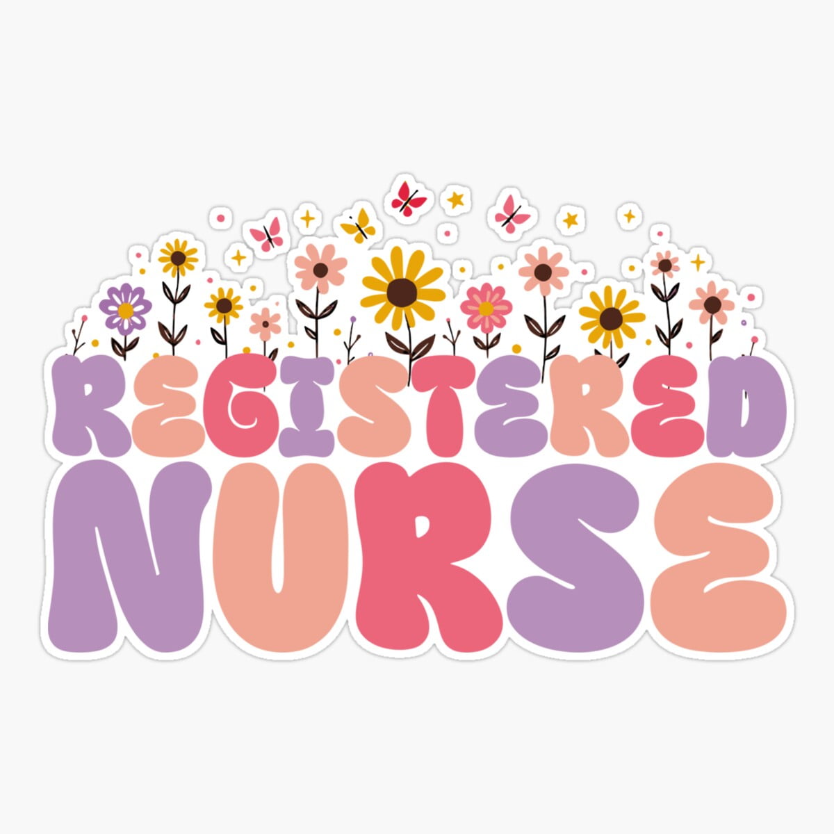 Maneki Registered Nurse Floral Design With Cute Spring Flowers Er ...