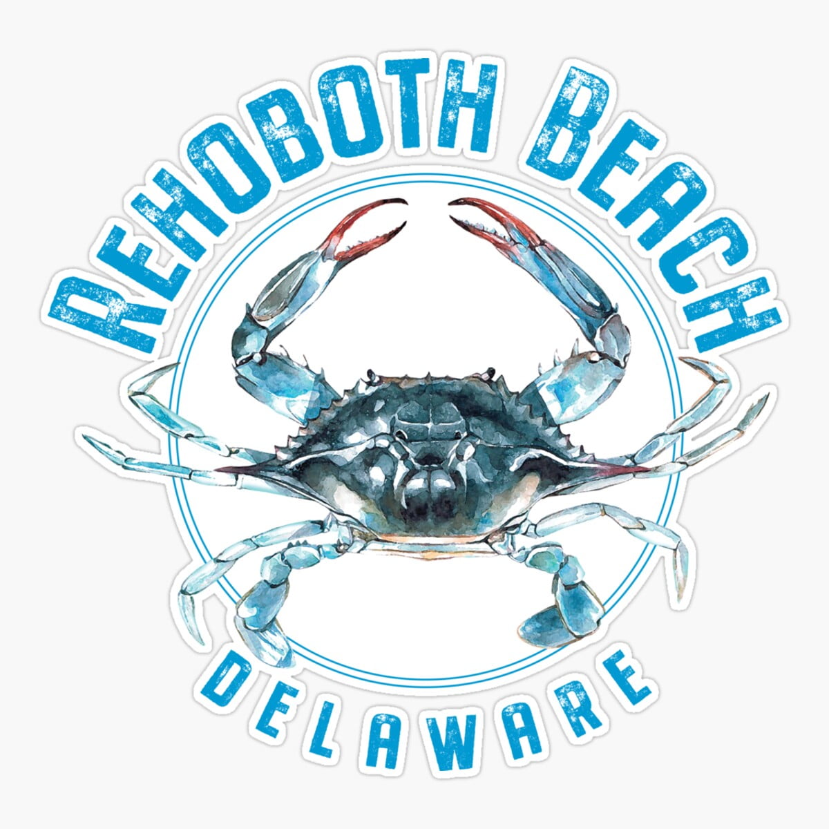 Maneki Rehoboth Beach Delaware Blue Crab Design Sticker, Phone Decal ...