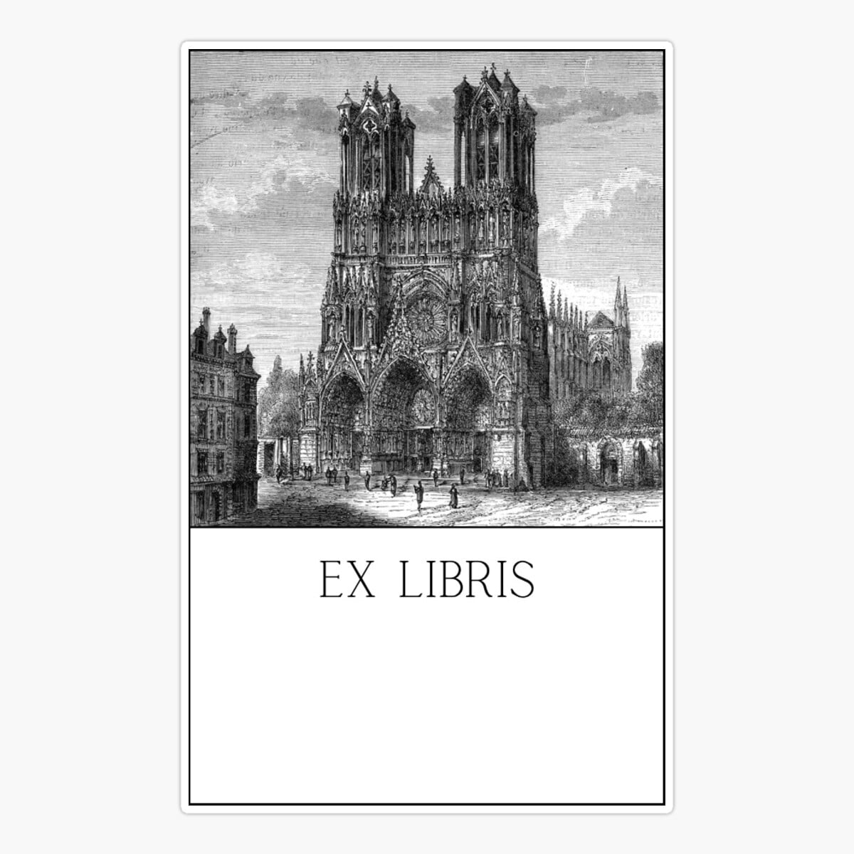 Maneki Reims Cathedral Ex Libris Sticker, Phone Decal Water Bottle ...