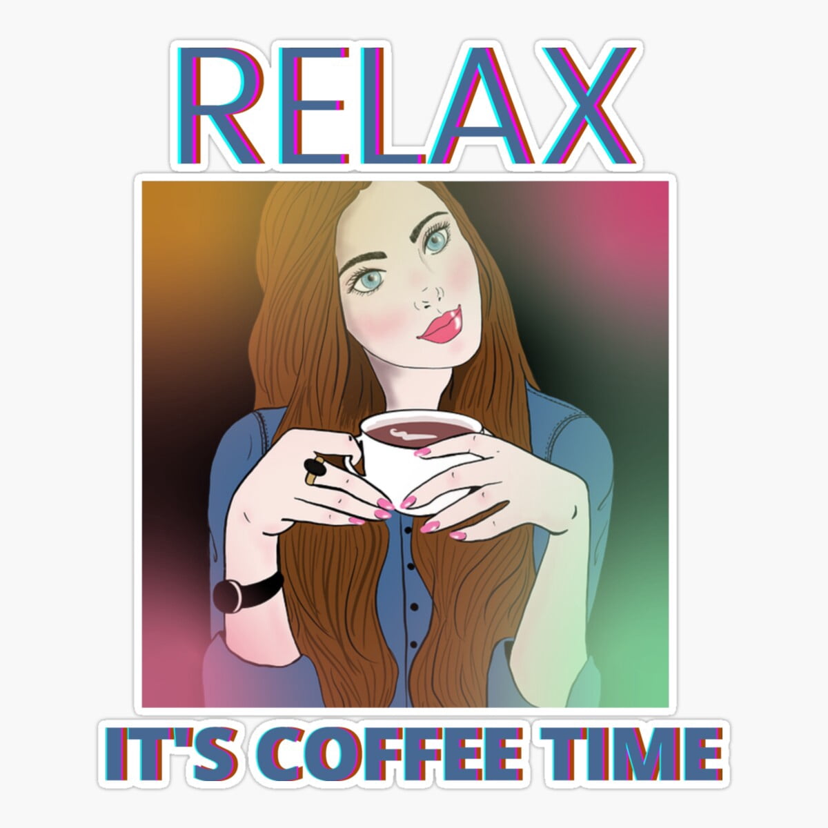 Maneki Relax It'S Coffee Time Er, Phone Decal Water Bottle Stickers Car ...