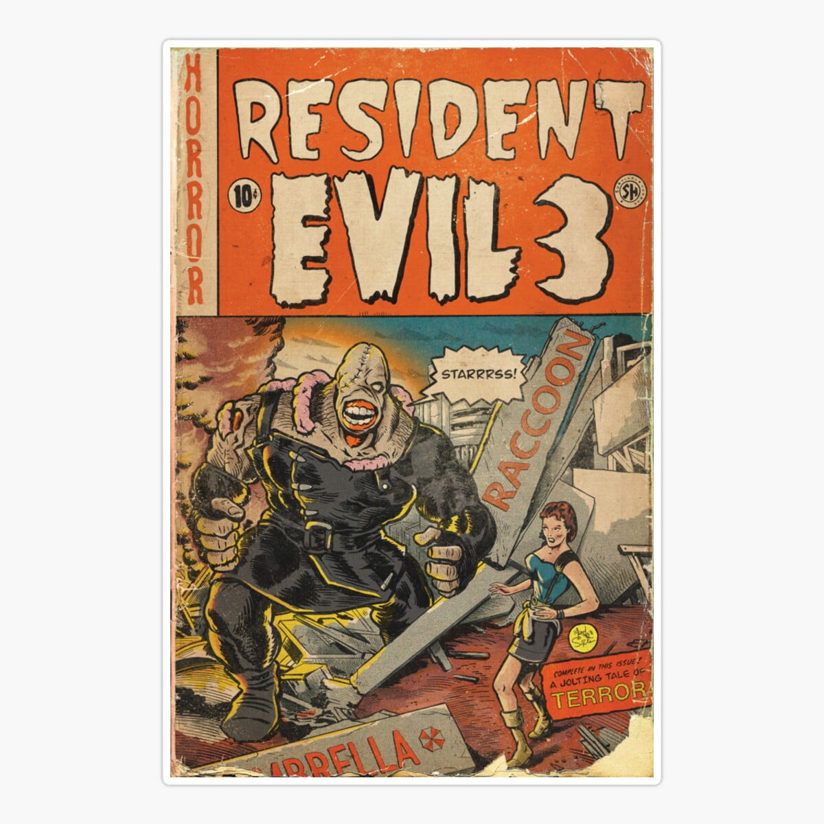 Maneki Resident Evil 3 Fan Art Comic Book Cover Sticker, Phone Decal ...