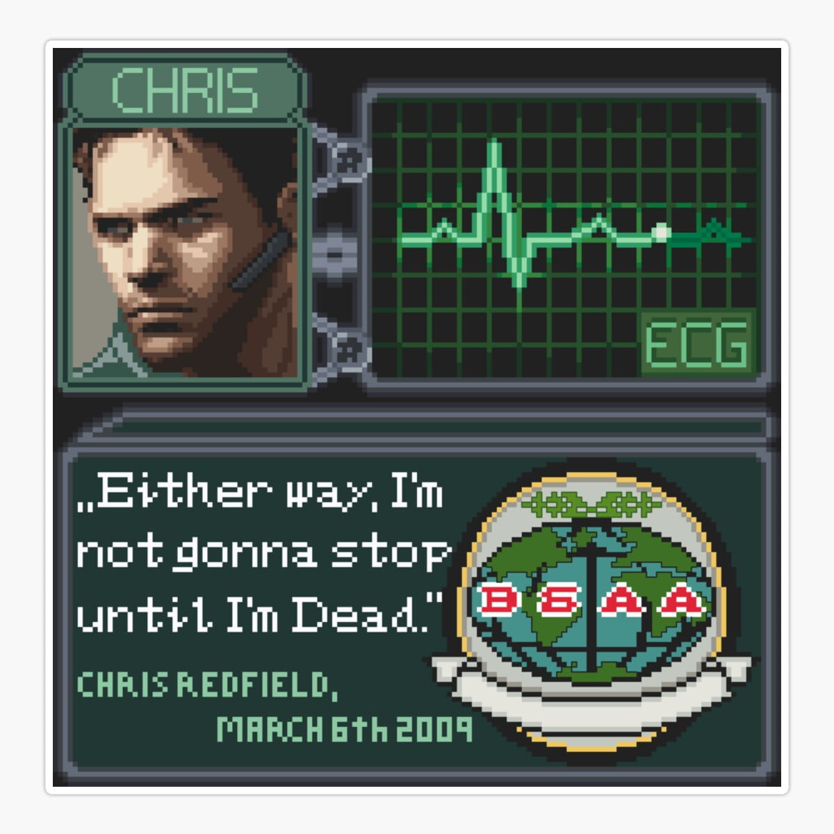 Maneki Resident Evil Chris Redield Pixel Art Er, Phone Decal Water ...