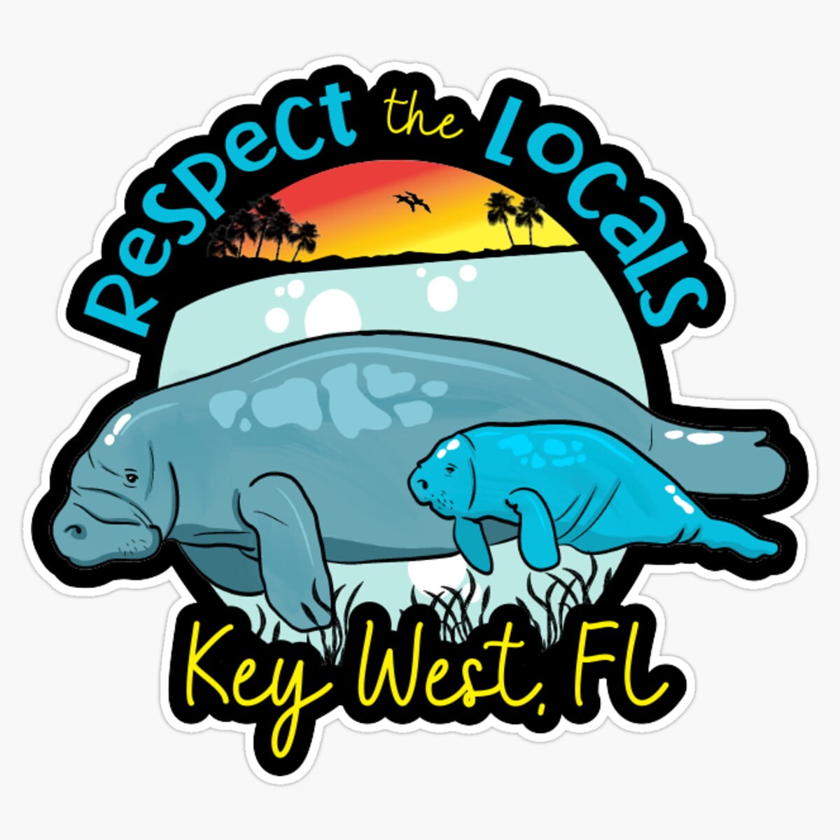 Maneki Respect The Locals Manatee Key West Fl Er, Phone Decal Water ...