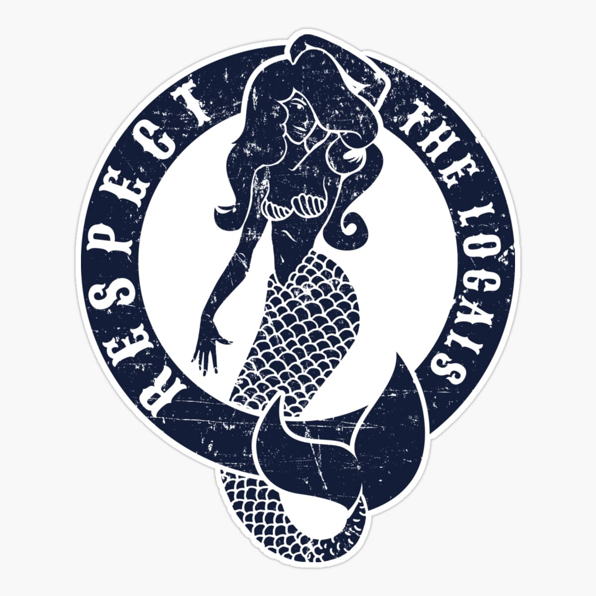 Maneki Respect The Locals Vintage Retro Mermaid Sticker, Phone Decal ...