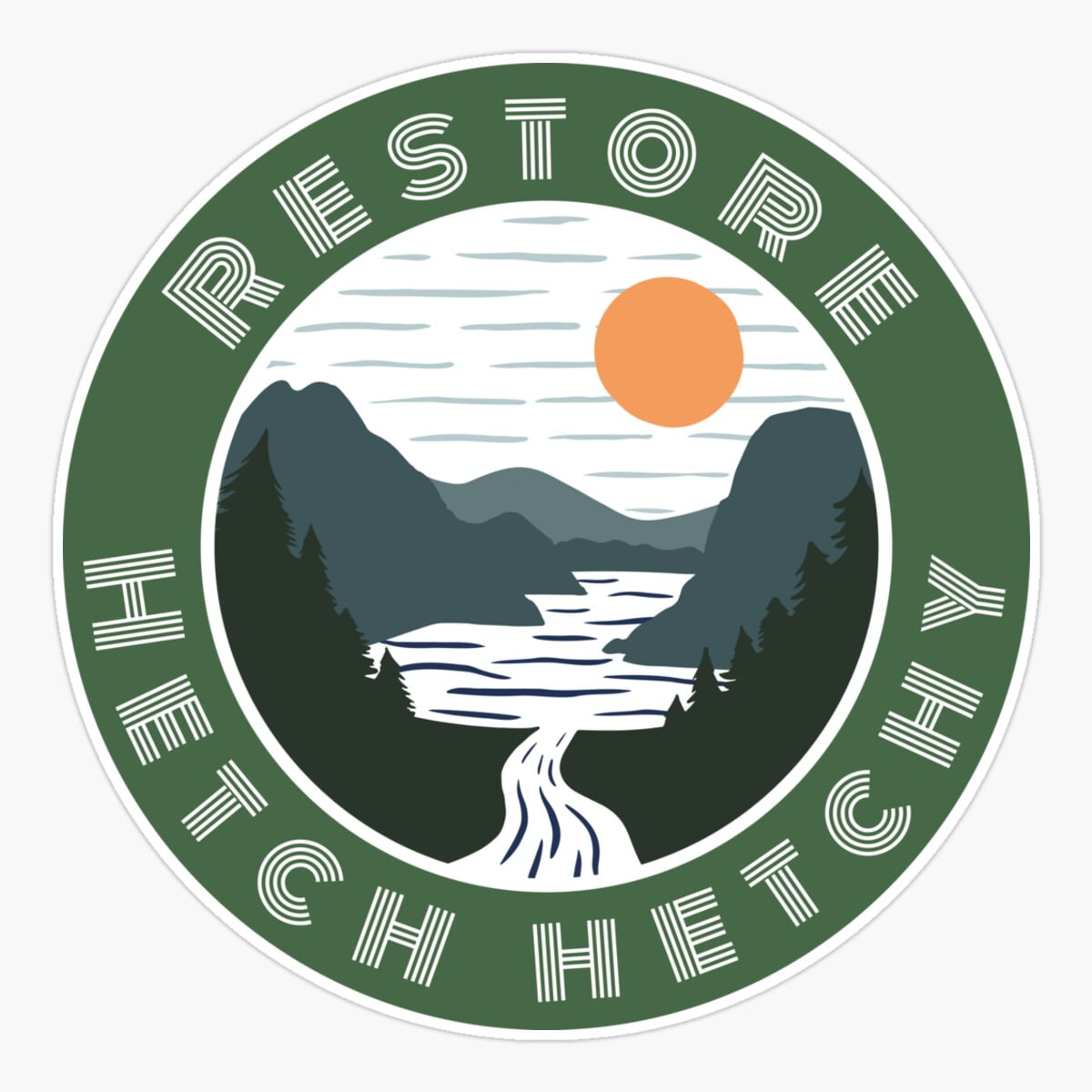 Maneki Restore Hetch Hetchy Green Logo Sticker, Phone Decal Water Bottle Stickers Car Decals ...
