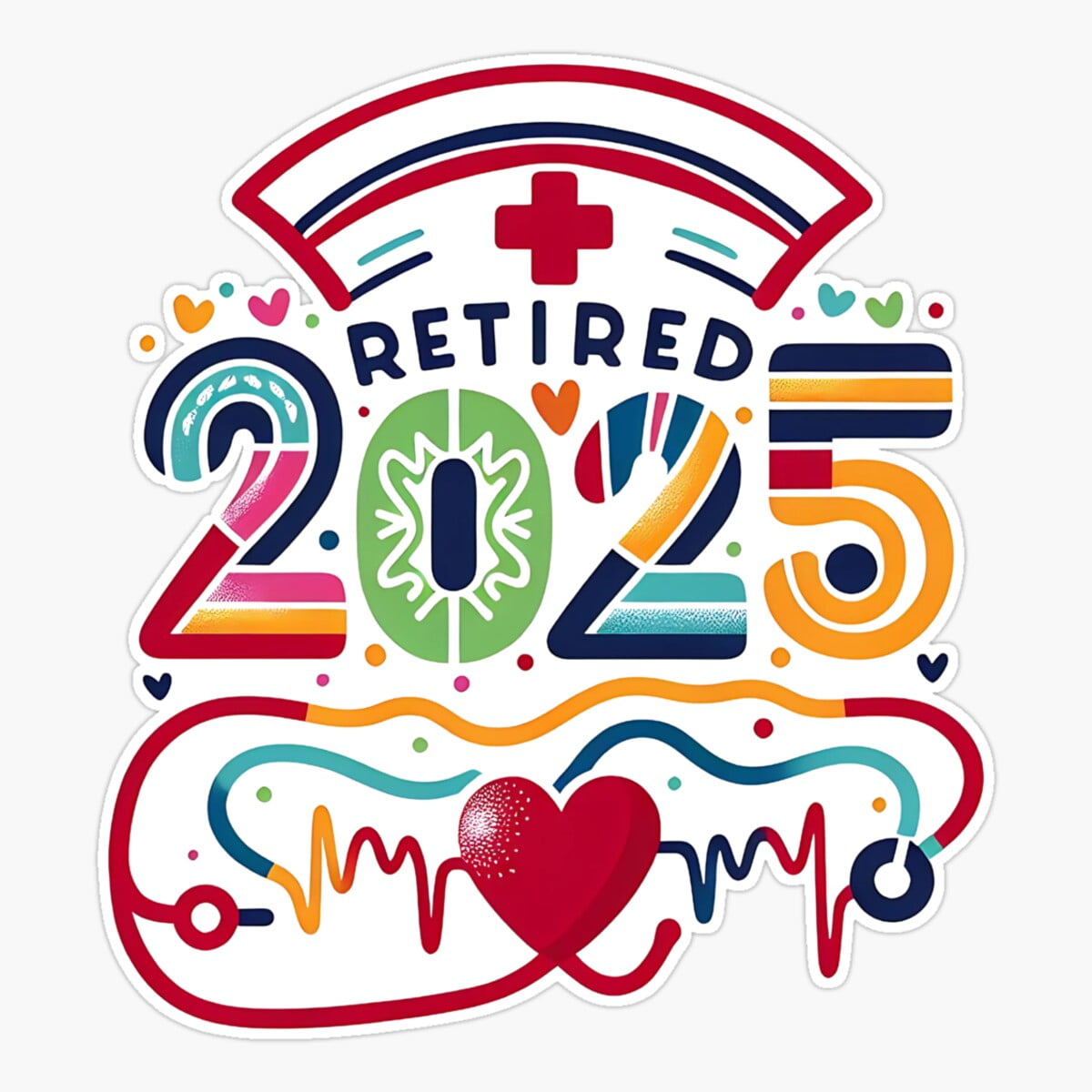 Maneki Retired Nurse 2025 Proud Retirement Year Er, Phone Decal Water ...