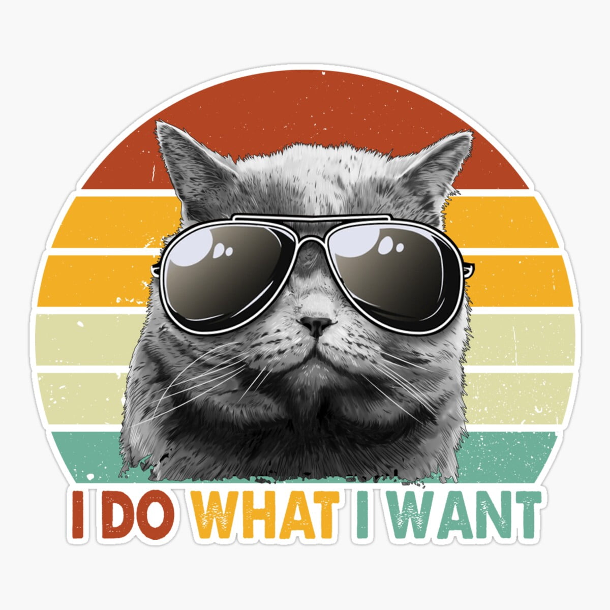 Maneki Retro 70S 80S 90S Cool Cat Sungles I Do What I Want Sticker ...