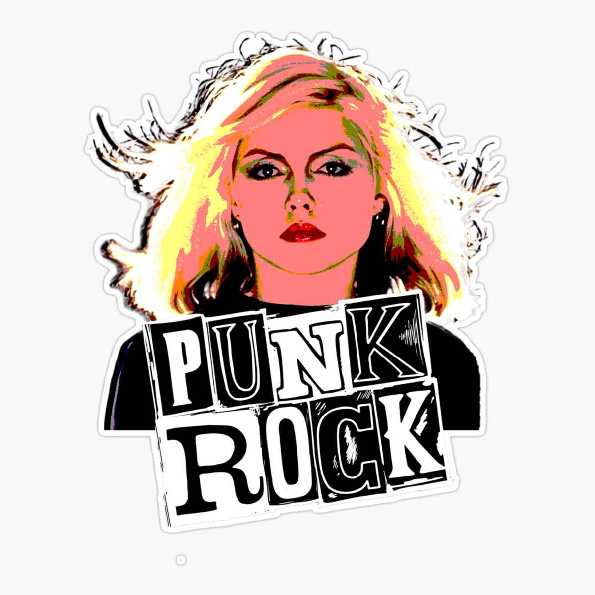 Maneki Retro 80'S Punk Rock Girl Sticker, Phone Decal Water Bottle ...