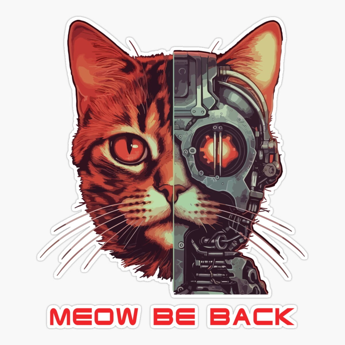 Maneki Retro 80S 90S Robot Cat Gits Sci I Pun Unny Cat Sticker, Phone ...