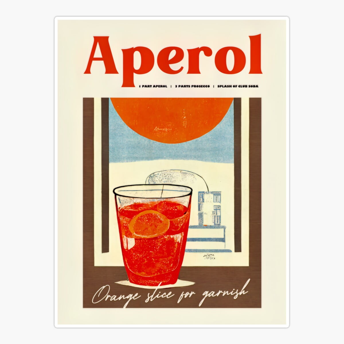 Maneki Retro Aperol Poster Sunny Day Homebar, Kitchen Bar Prints, Vintage Drinks, Recipe, Wall ...