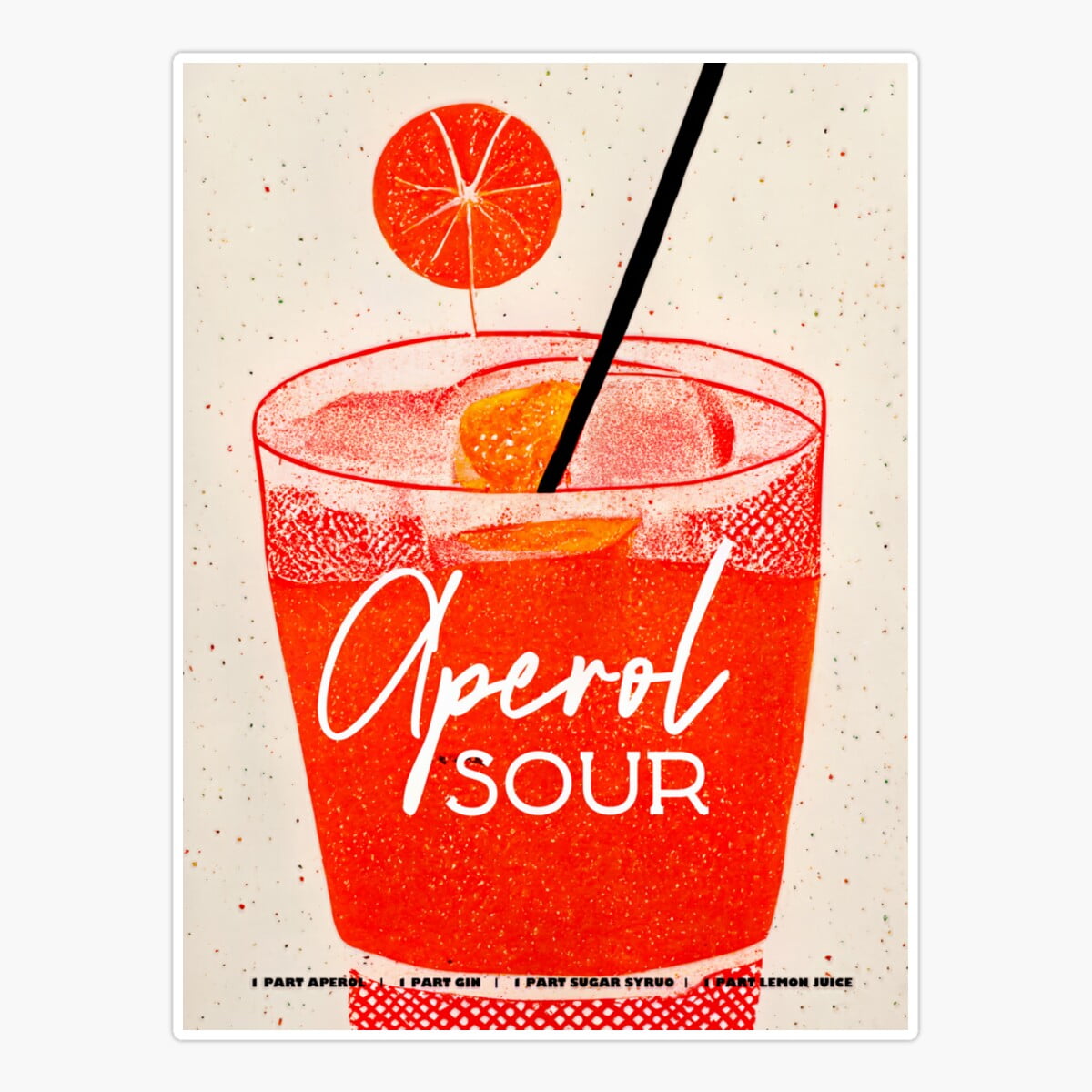 Maneki Retro Aperol Sour Poster Orange Gl Homebar, Kitchen Bar Prints ...