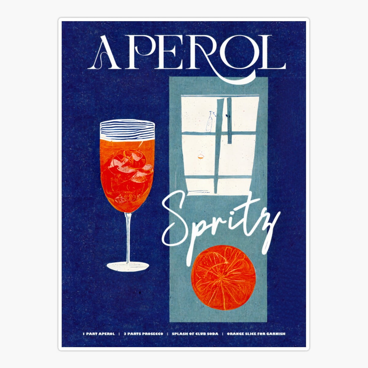 Maneki Retro Aperol Spritz Poster Blue Night Homebar, Kitchen Bar ...