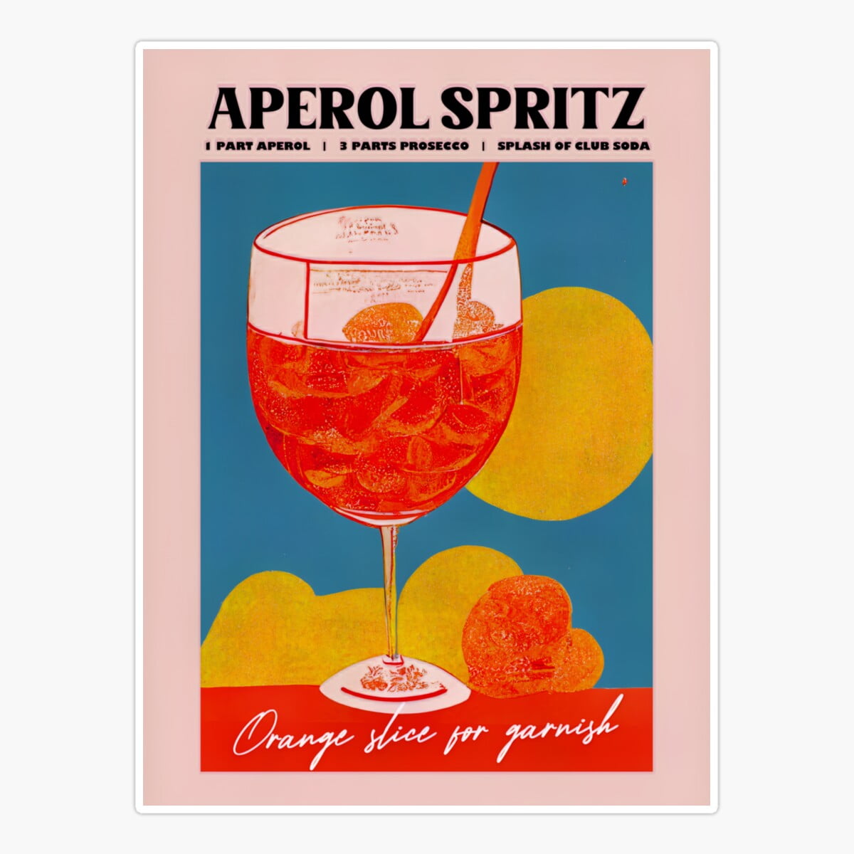 Maneki Retro Aperol Spritz Poster Pink View Homebar, Kitchen Bar Prints ...
