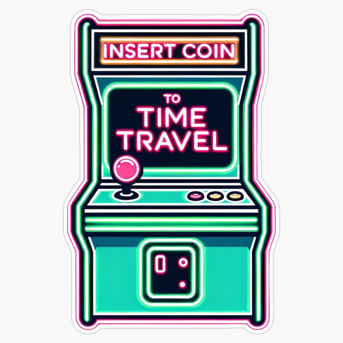 Maneki Retro Arcade Machine – 'Insert Coin To Time Travel' In Neon ...