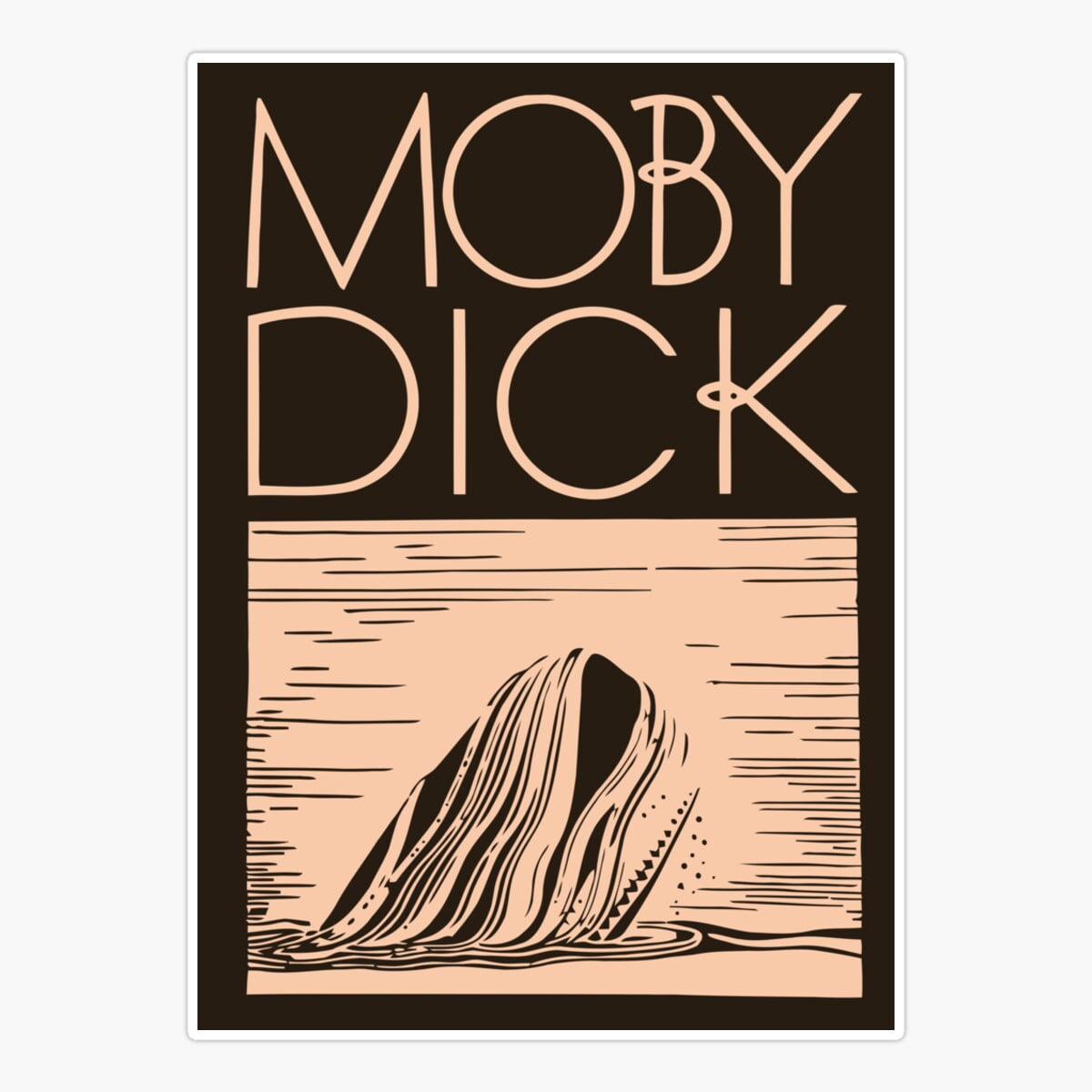 Maneki Retro Art Deco Moby Dick Book Cover Art Sticker, Phone Decal ...