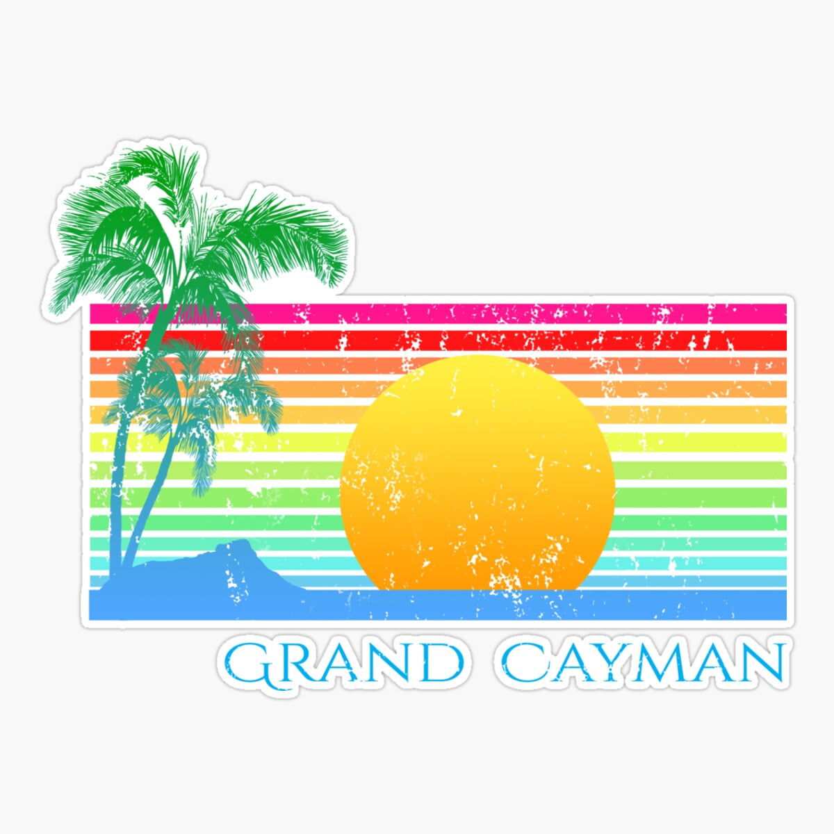 Maneki Retro Beach Grand Cayman Sticker, Phone Decal Water Bottle ...