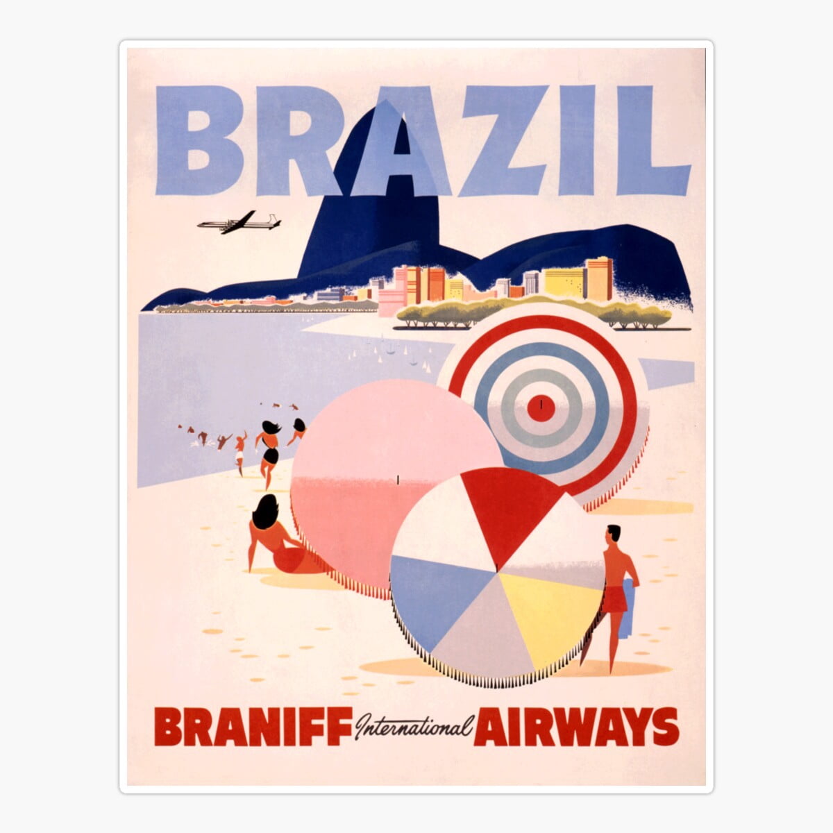 Maneki Retro Brazil Vintage Mid Century Travel Poster Art Sticker ...