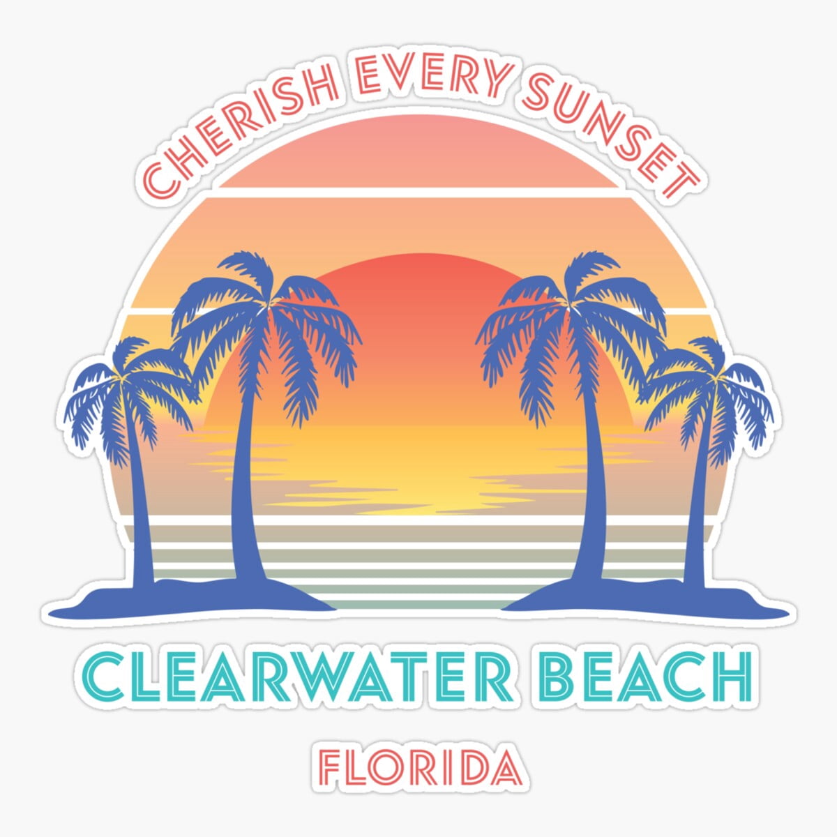 Maneki Retro Clearwater Beach - Cherish Every Sunset Sticker, Phone ...