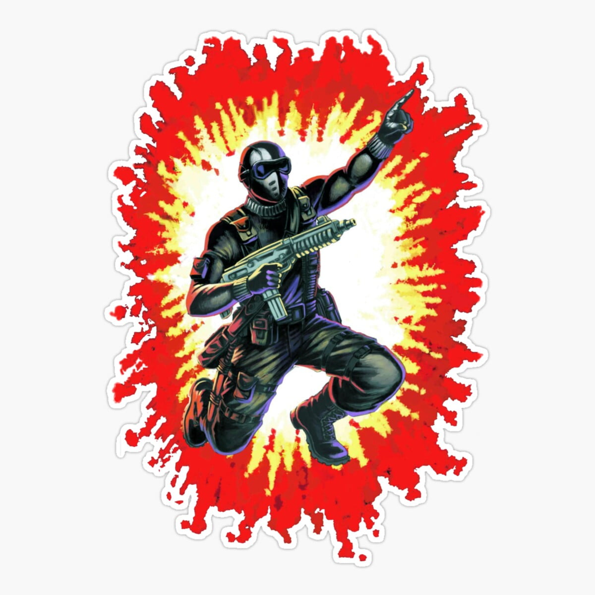 Maneki Retro Gi Joe Snake Eyes Toy Card Back Design Sticker, Phone ...