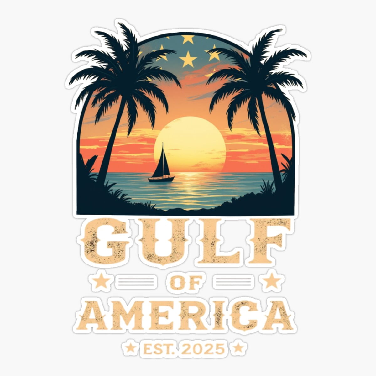 Maneki Retro Gul O Usa America Est 2025 American Lag Gul Mexico Sticker ...