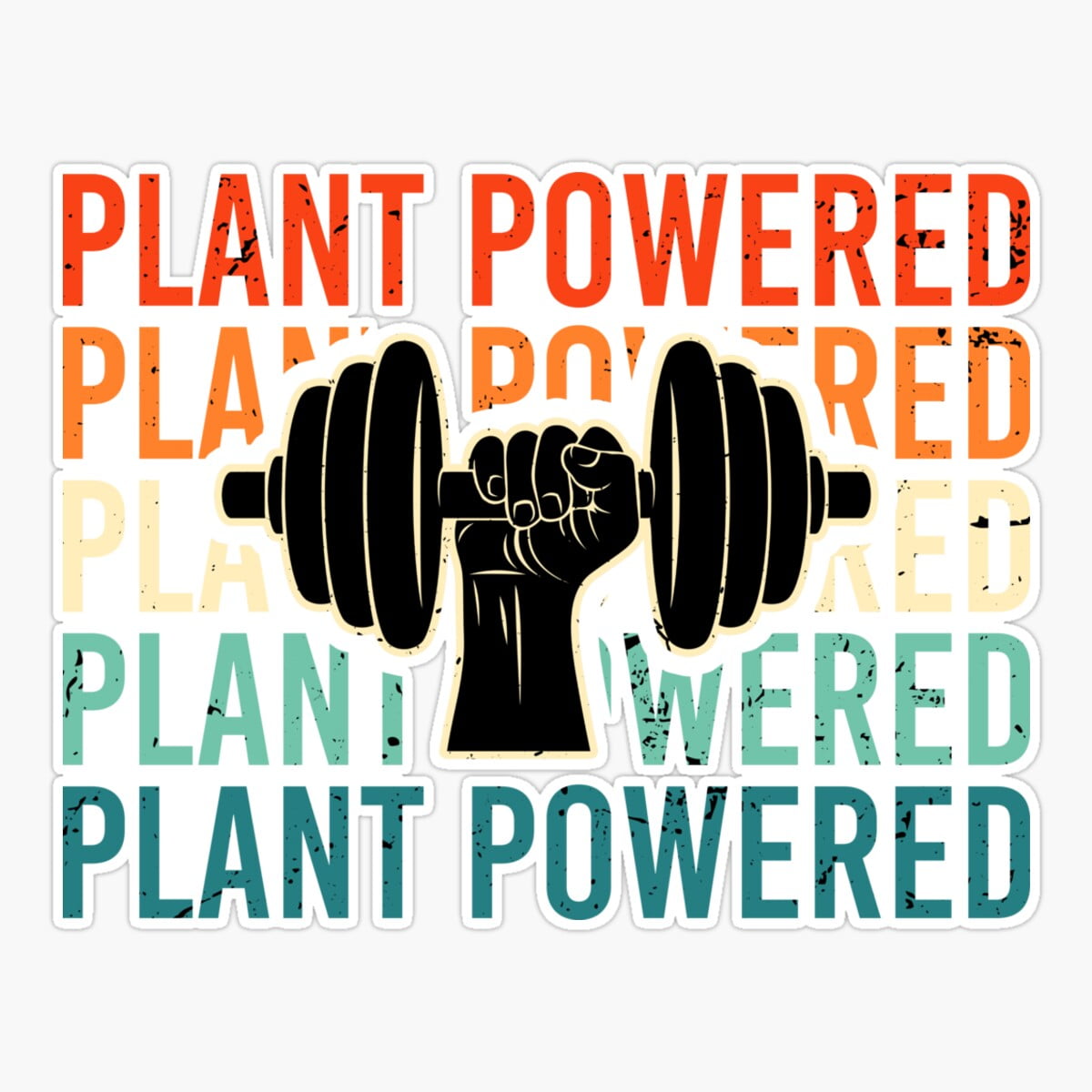 Maneki Retro Gym Workout Plant Powered Sticker, Phone Decal Water ...