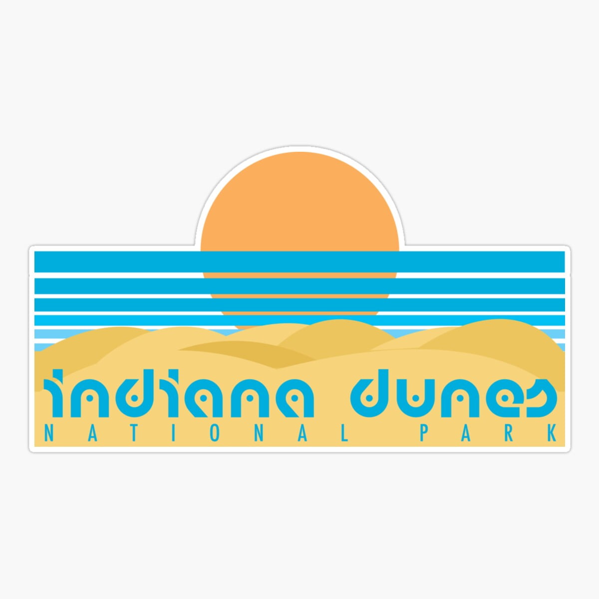 Maneki Retro Indiana Dunes National Park Sticker, Phone Decal Water ...