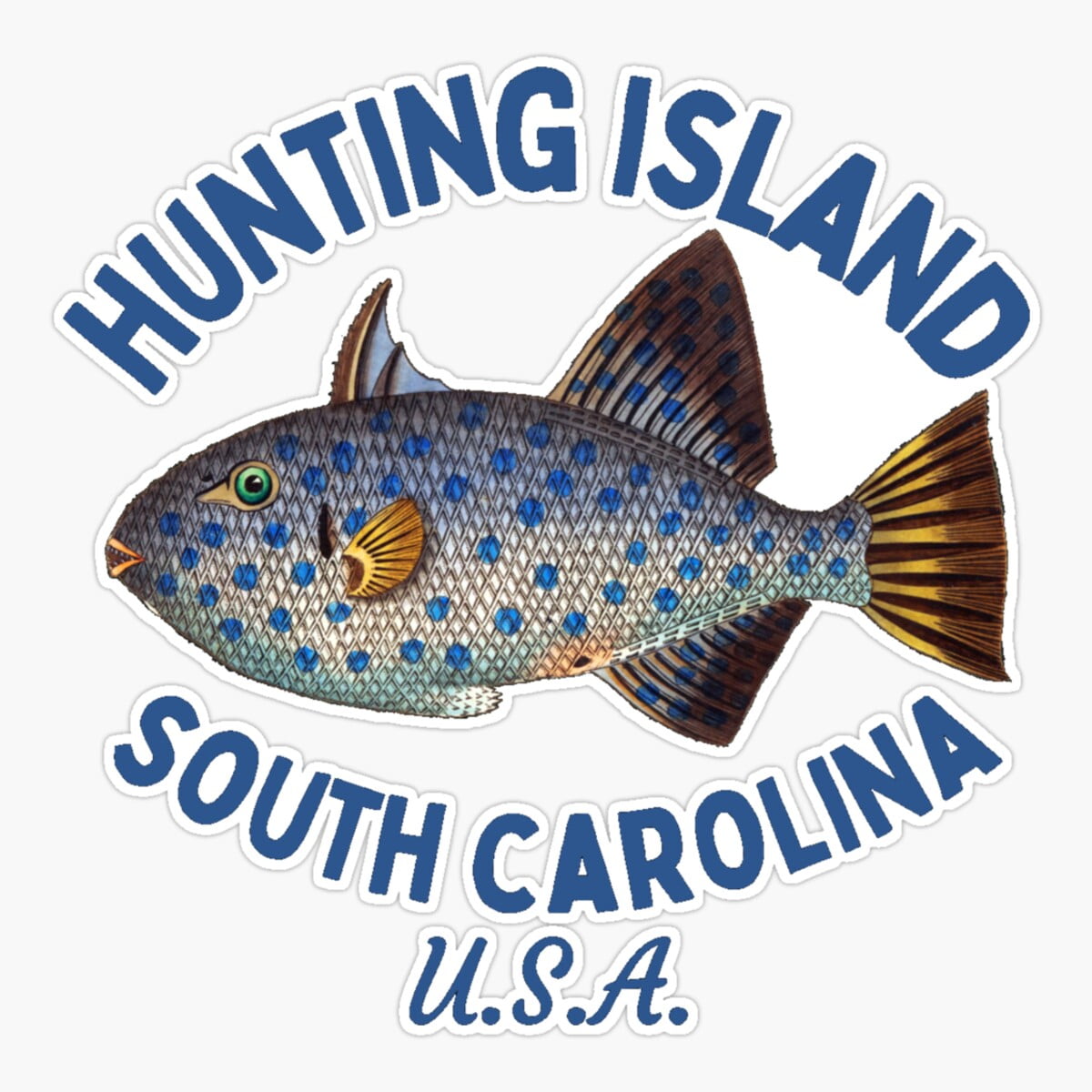 Maneki Retro Ish Hunting Island South Carolina- Navy Text- Island ...