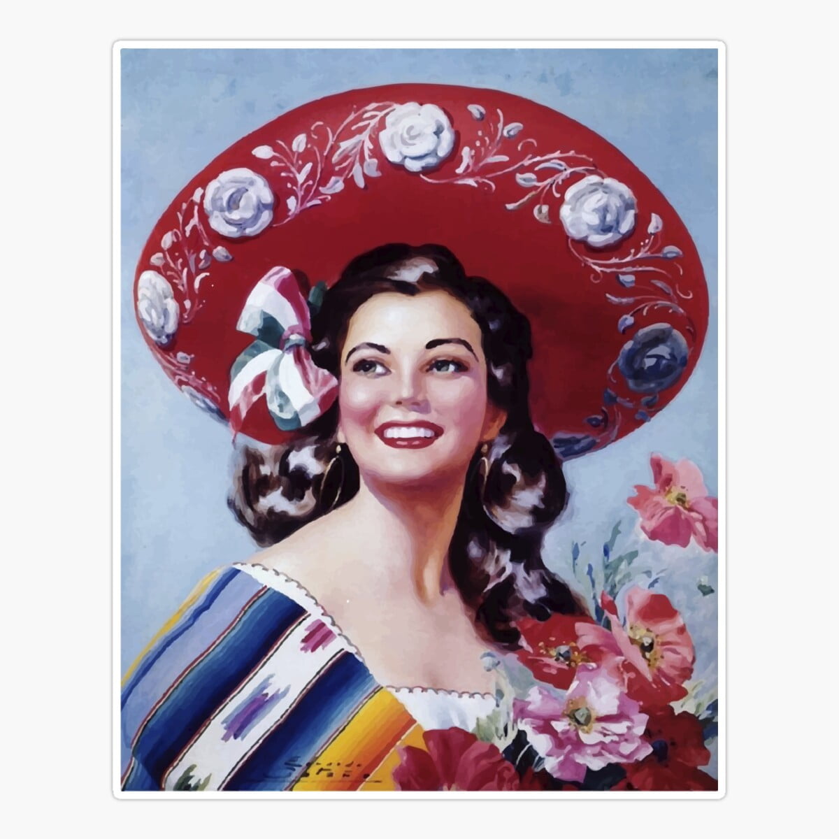 Maneki Retro Mexican Pinup Sticker, Phone Decal Water Bottle Stickers ...