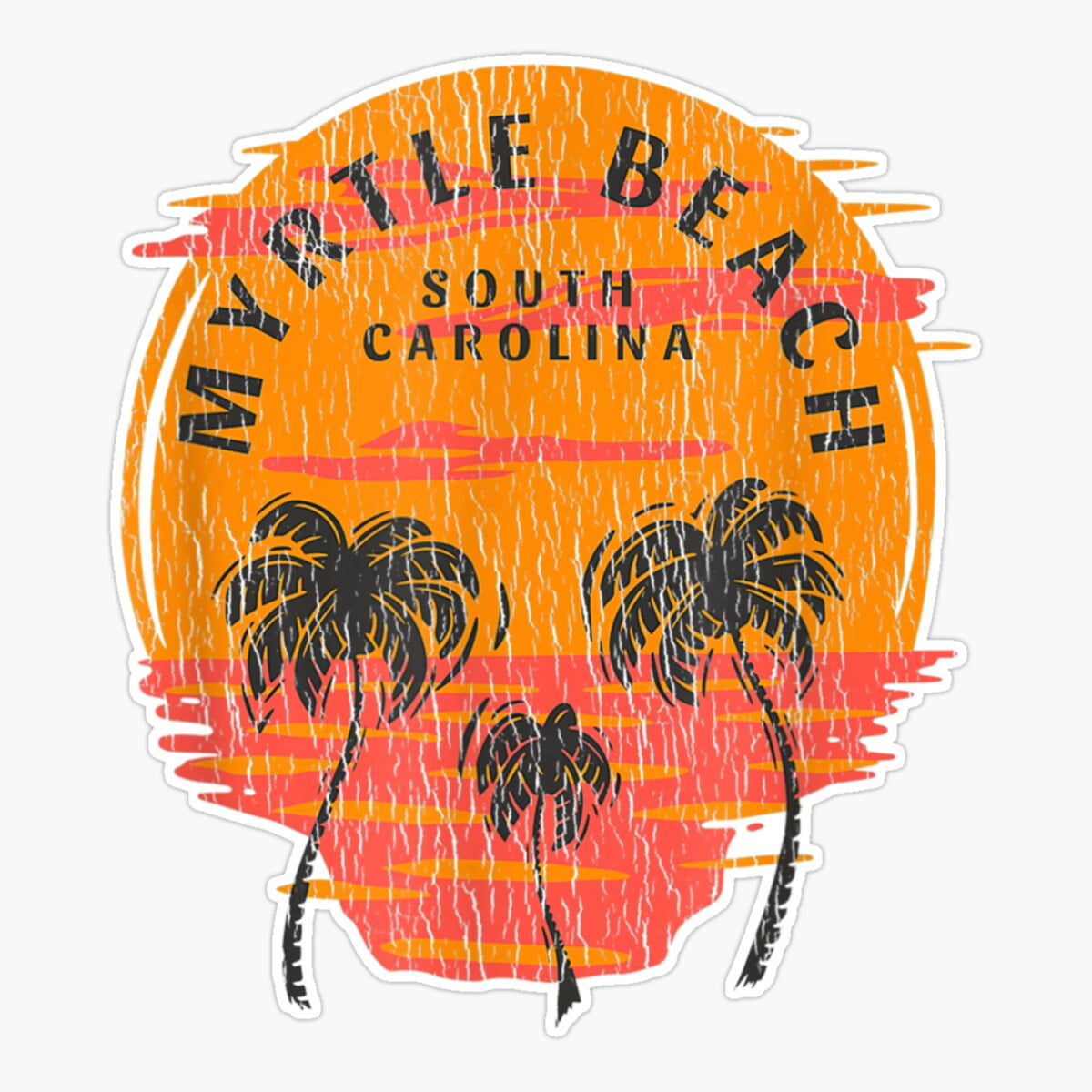 Maneki Retro Myrtle Beach South Carolina Palm Trees Sunset Skull ...