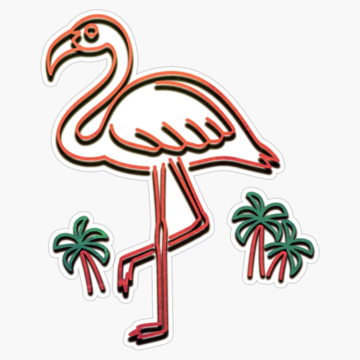 Maneki Retro Neon Flamingo Design – Tropical 80S Aesthetic With Palm ...