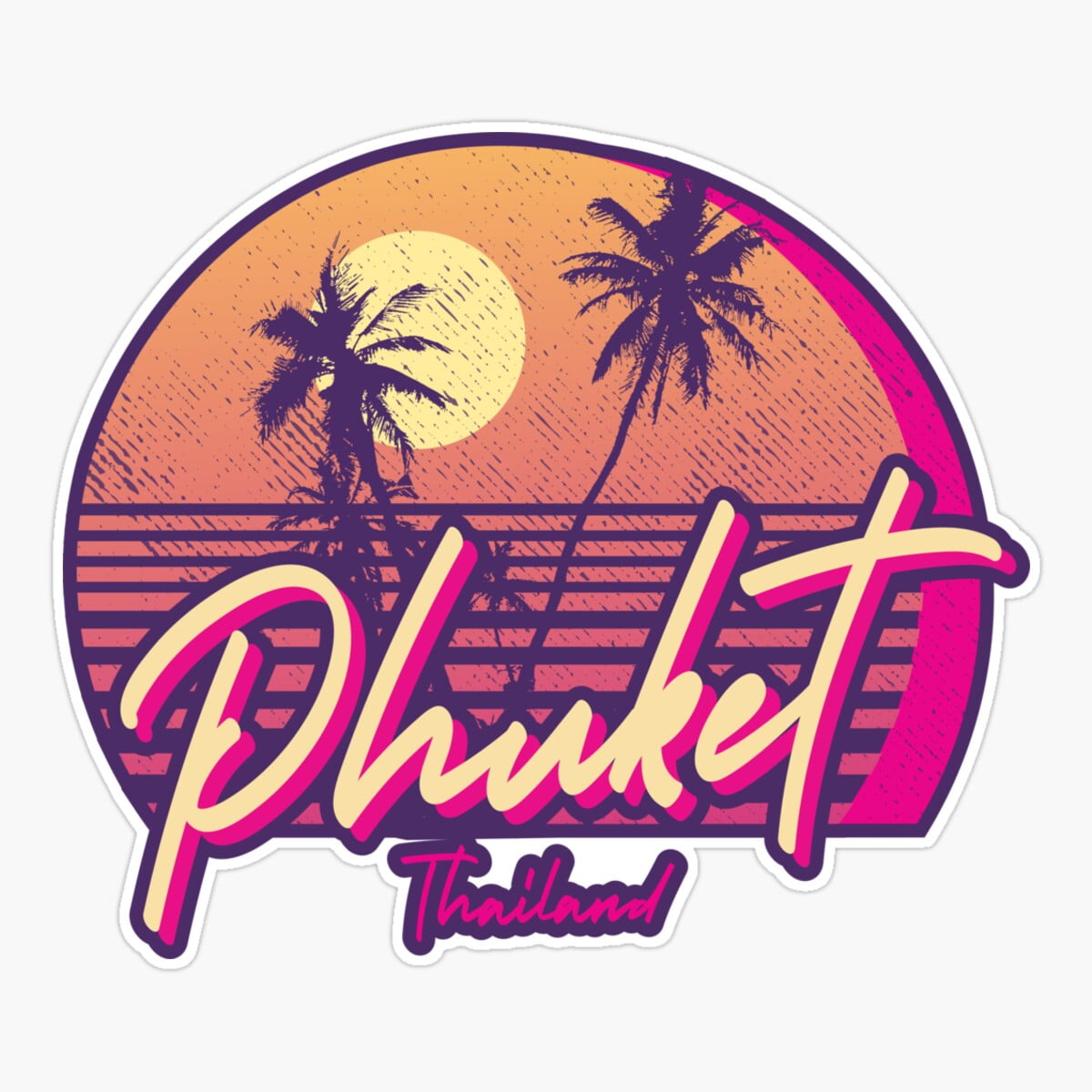 Maneki Retro Phuket Thailand Sunset Beach Graphic Sticker, Phone Decal ...