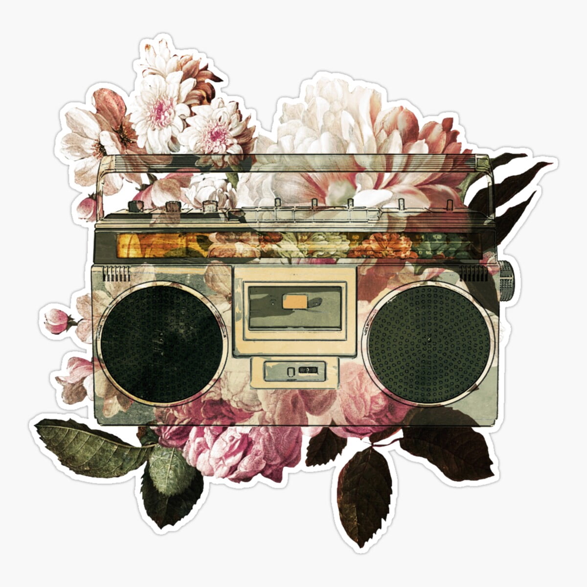 Maneki Retro Portable Stereo Cassette Recorder Boombox Flower Power ...