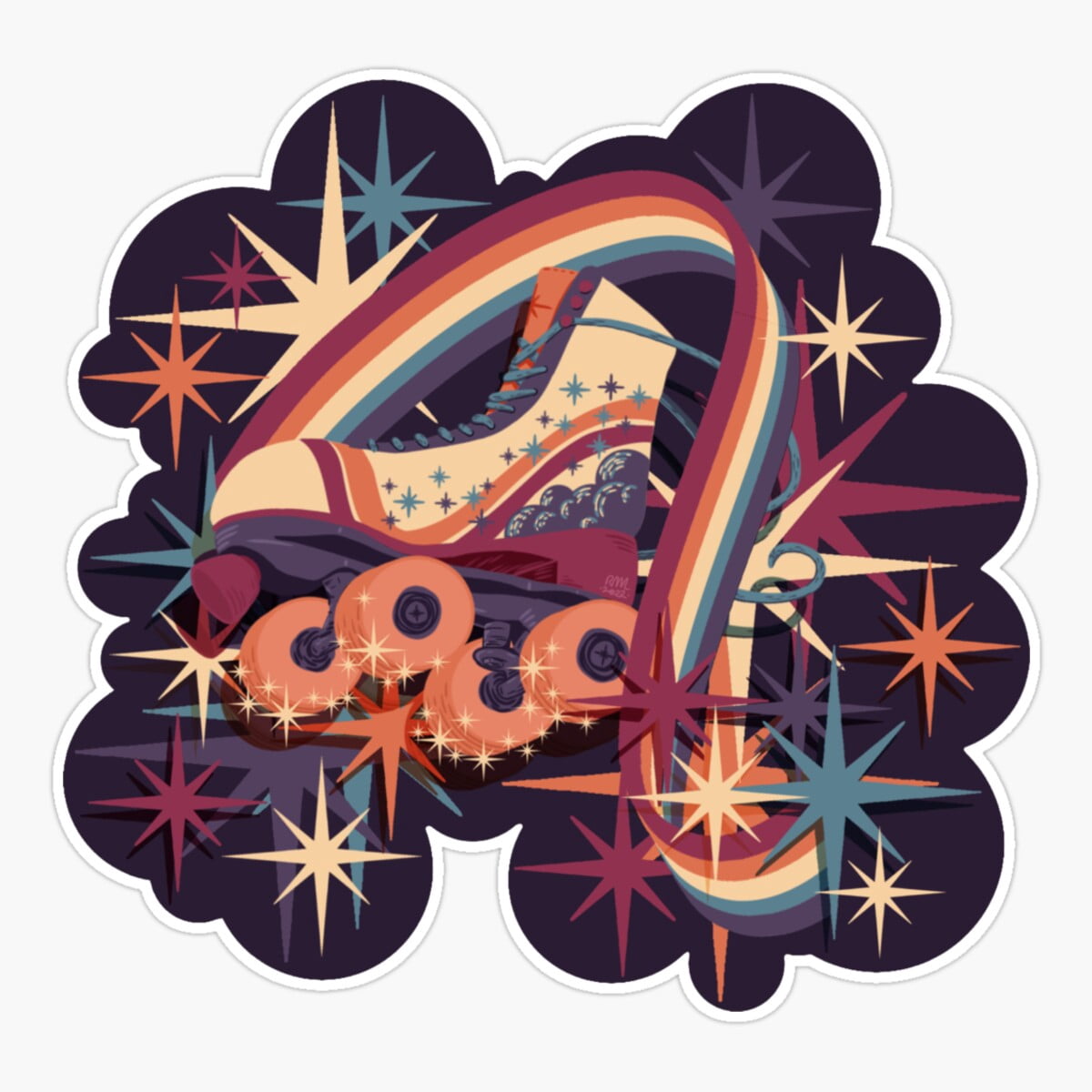 Maneki Retro Rainbow Roll Sticker, Phone Decal Water Bottle Stickers ...