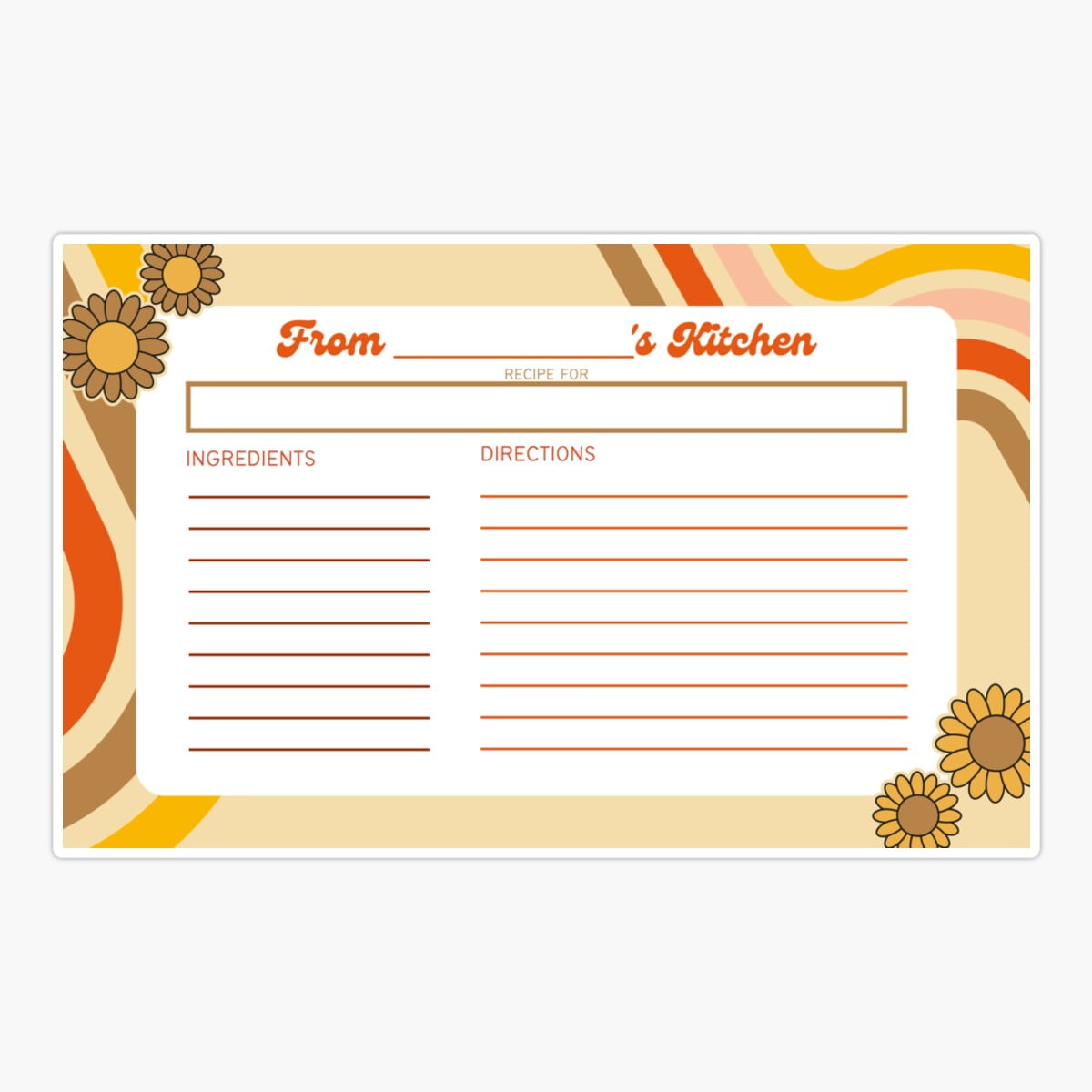 Maneki Retro Recipe Card Sticker, Phone Decal Water Bottle Stickers Car ...