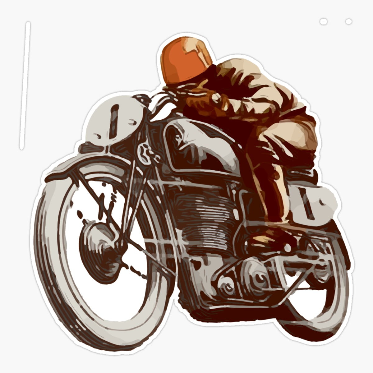 Maneki Retro Rides: Vintage Motorcycle Cafe Racer Sticker, Phone Decal ...